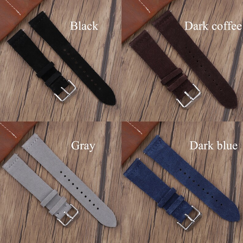 Suede Watch Strap Black Grey Tan Blue Watch Strap 18mm 20mm - Etsy New ...