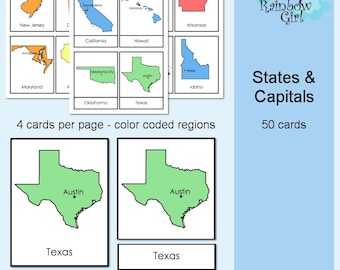 Us States Flash Cards - Etsy