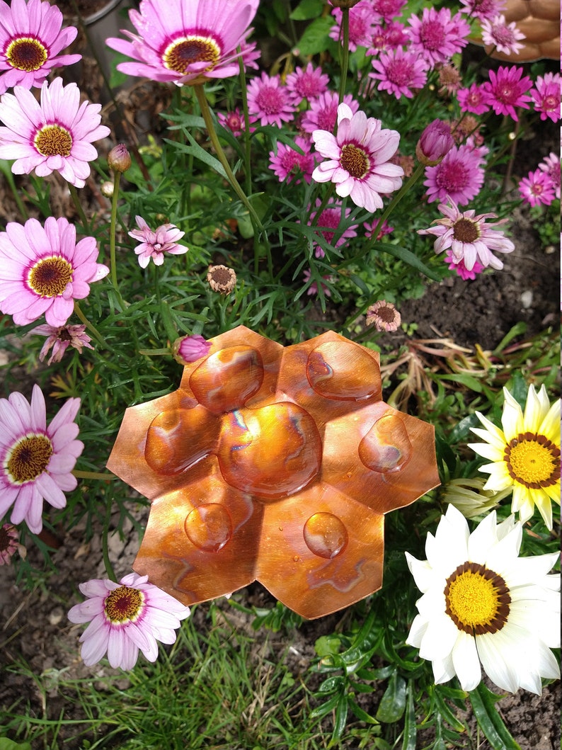 Copper bee bath garden art help garden pollinators | Etsy