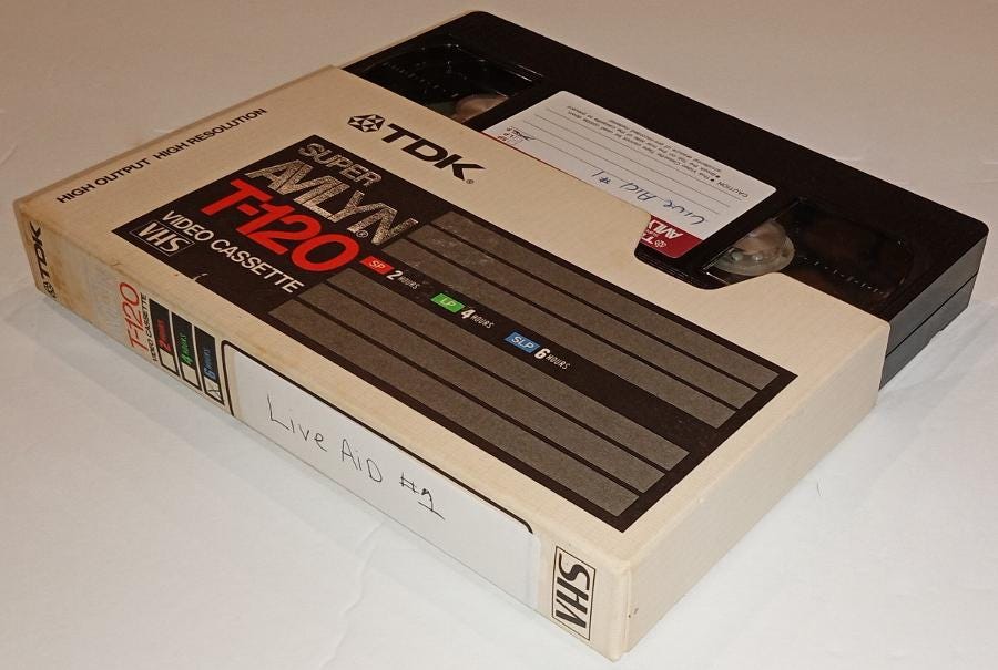 1985 VHS Recorded Video Tape, Live Aid Tape #1, WNEW/MTV Broadcasts ...