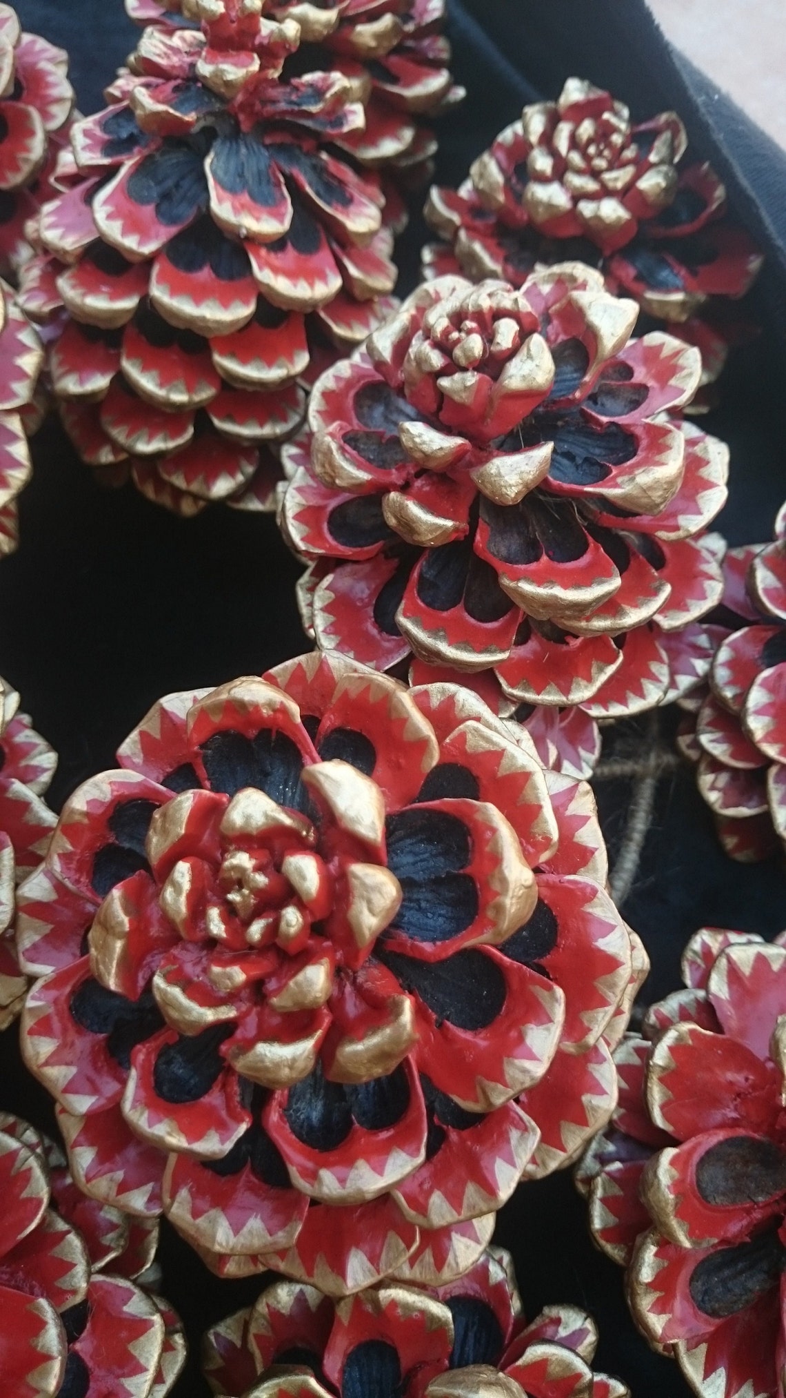 Brush Painted Pine Cones Wreath of 38 Cm Pinus Pinea Pine Cones. Hand ...