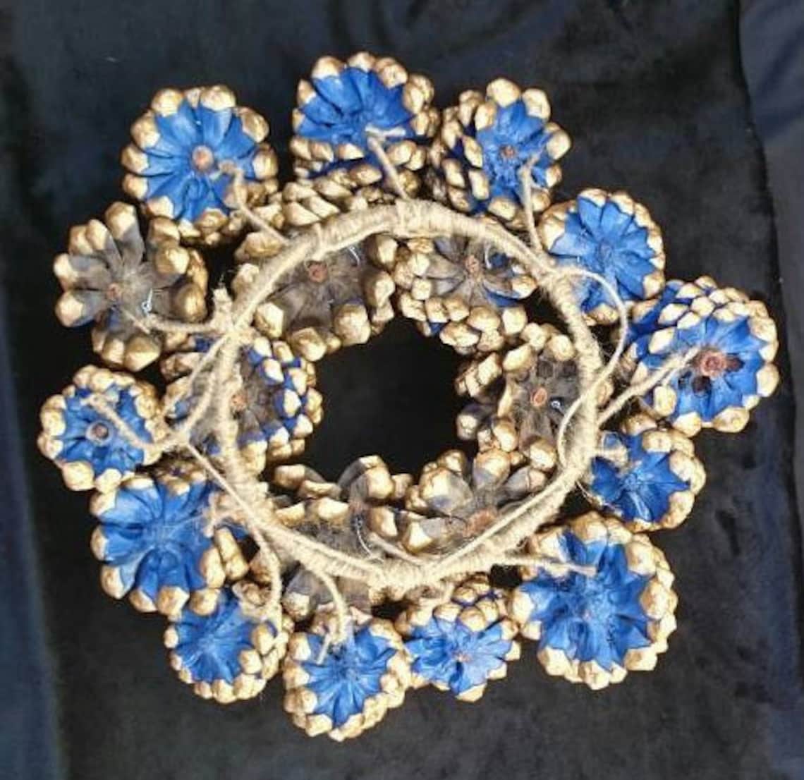 Pinus Pinea Pine Cone Crown in Intense Blue Color and Outlined - Etsy