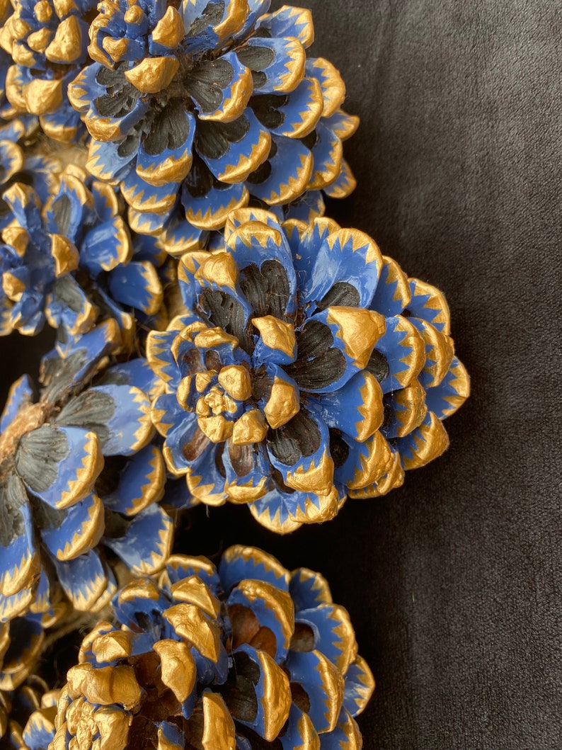 Pinus Pinea Pine Cone Crown in Intense Blue Color and Outlined Edge in ...