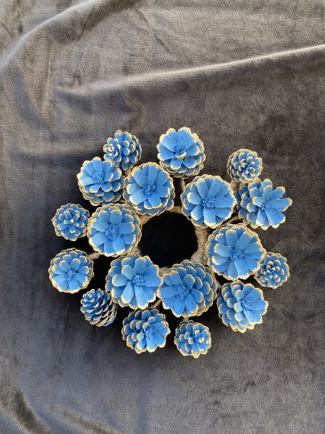 Crown of Pine Cones of 28 Cms in Intense Blue and Gold. Hand - Etsy