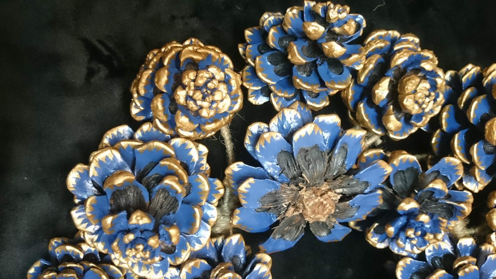 Pinus Pinea Pine Cone Crown in Intense Blue Color and Outlined Edge in ...