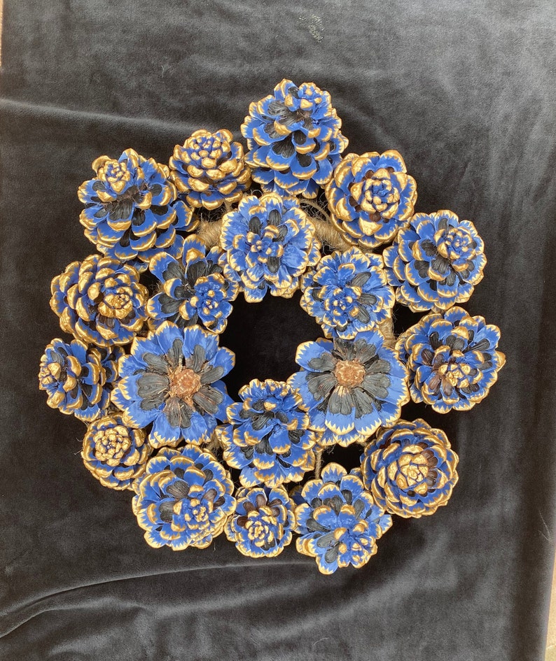 Pinus Pinea Pine Cone Crown in Intense Blue Color and Outlined Edge in ...