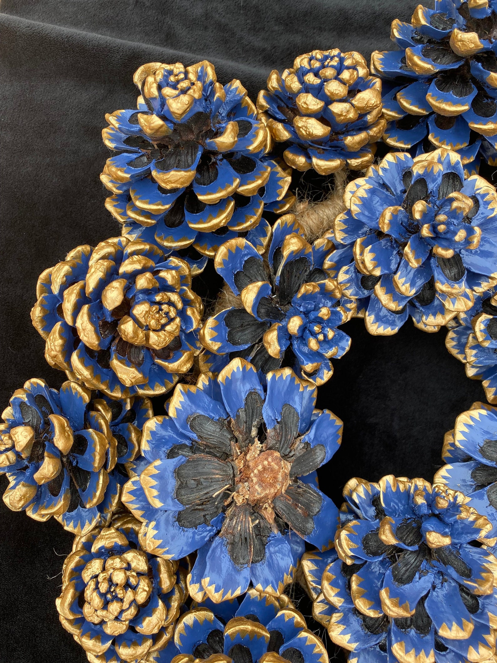 Pinus Pinea Pine Cone Crown in Intense Blue Color and Outlined Edge in ...