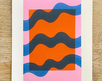 Ocean 'coral' Abstract Screen Print - Etsy UK