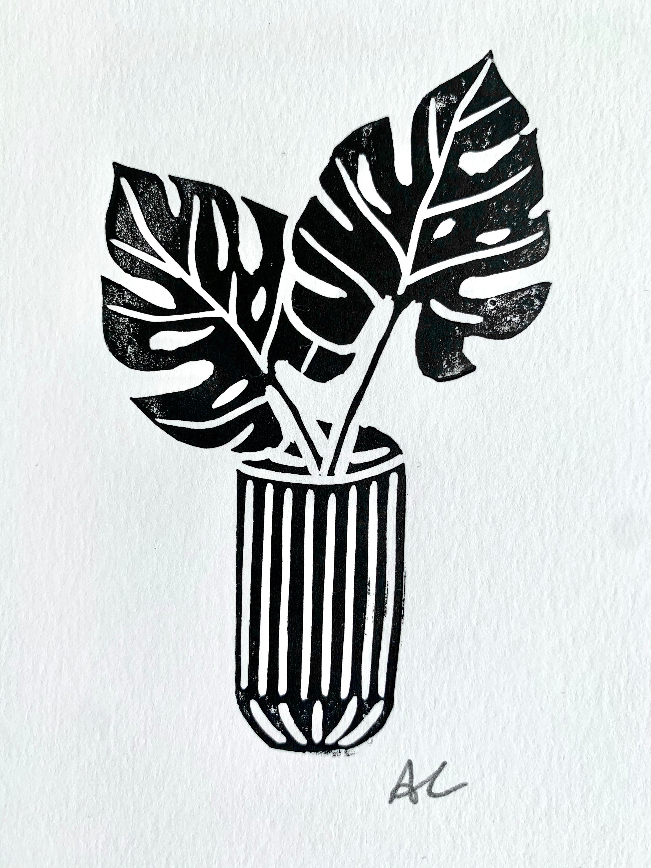 Cheese Plant Leaves A5 Linocut Print - Etsy