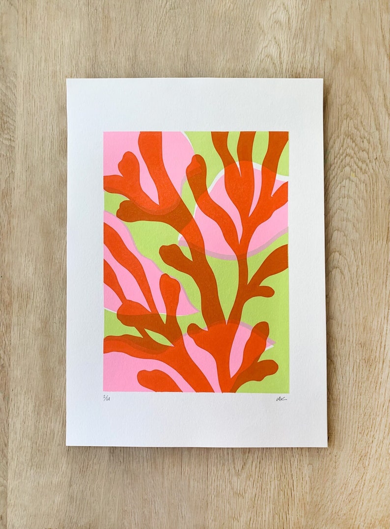 Ocean 'coral' Abstract Screen Print - Etsy UK