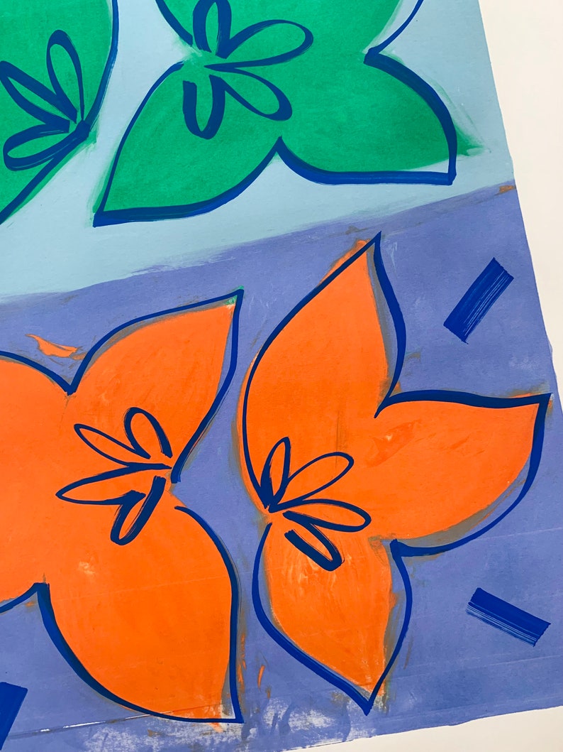 A2 Abstract Floral Monotype/screen Print - Etsy