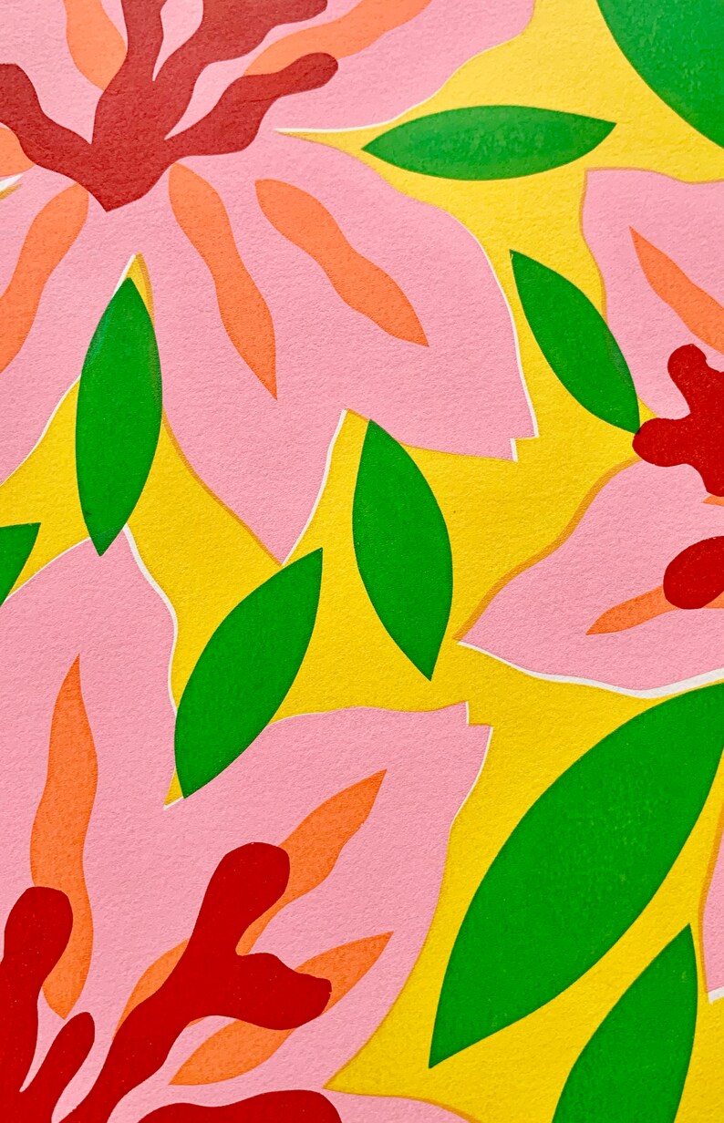 Colourful Summer Flowers Screen Print - Etsy