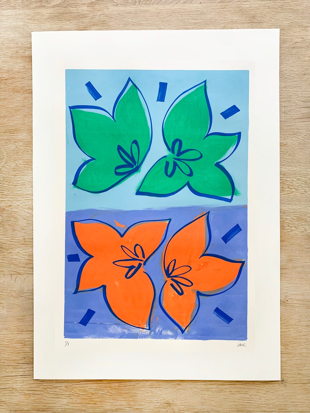 A2 Abstract Floral Monotype/screen Print - Etsy