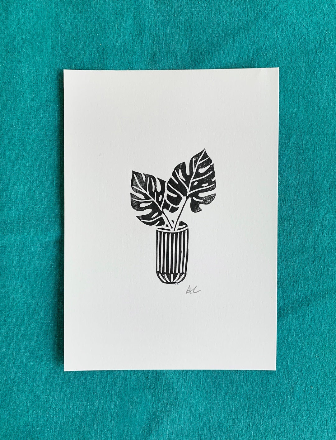 Cheese Plant Leaves A5 Linocut Print - Etsy