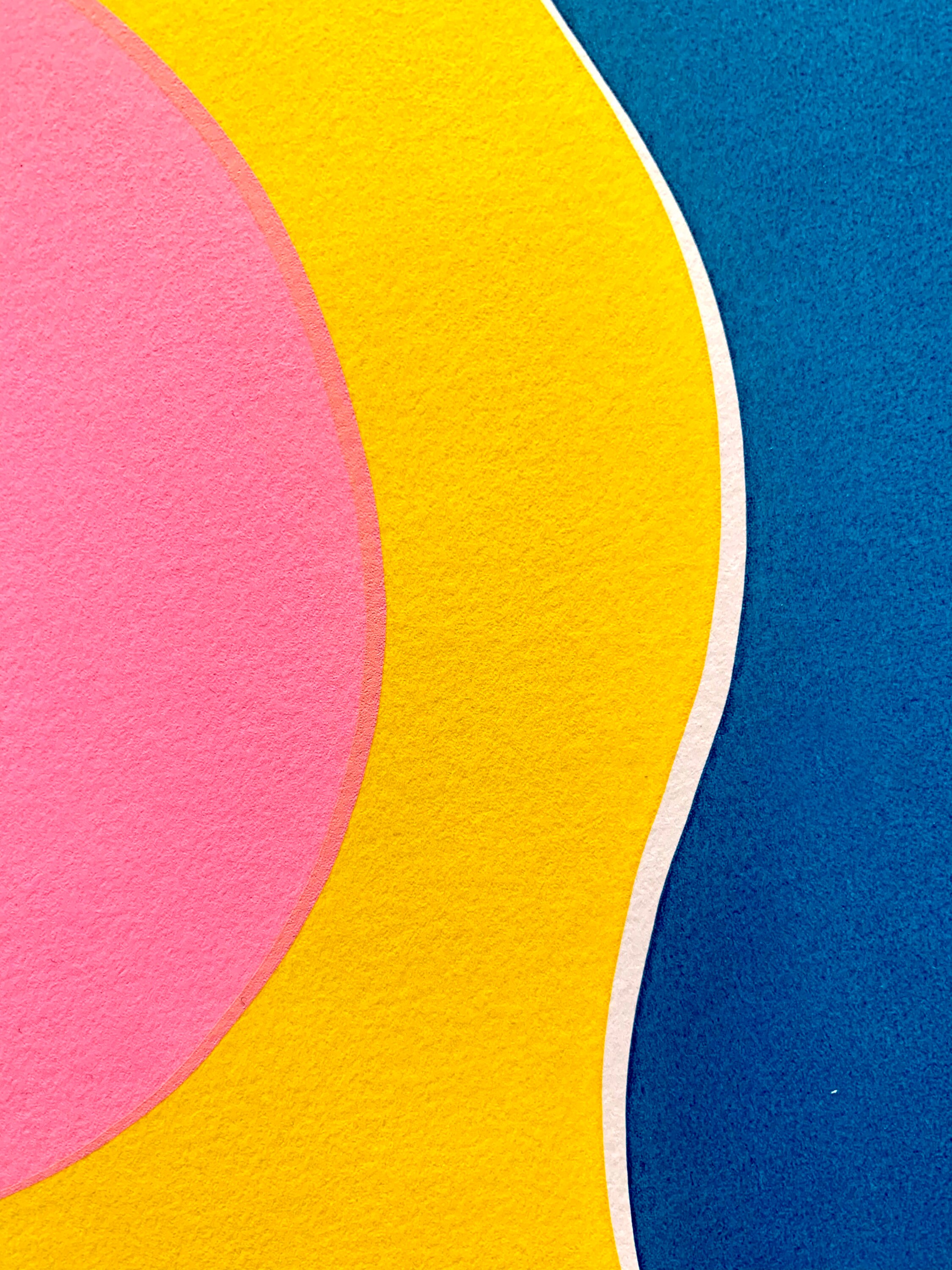 Blue, Yellow & Pink Abstract A4 Screen Print sold by Driving | SKU ...