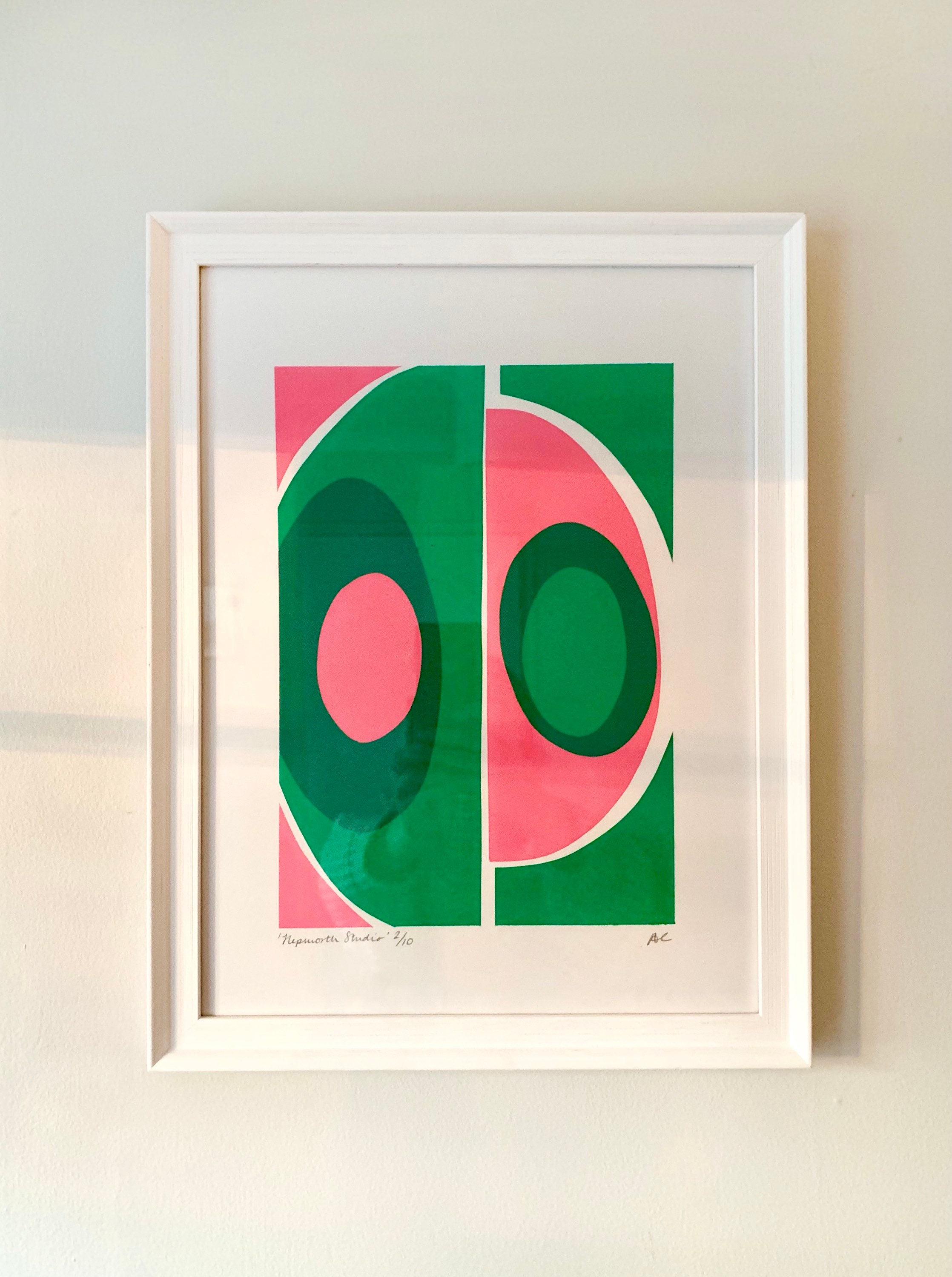 Pink & Green Barbara Hepworth Inspired Geometric/abstract - Etsy UK