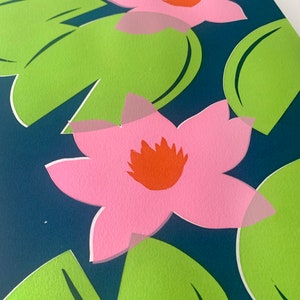 Water Lily Flower Pond Screen Print - Etsy