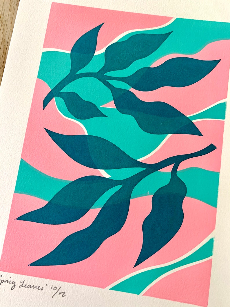 Spring Leaves A4 Screen Print - Etsy