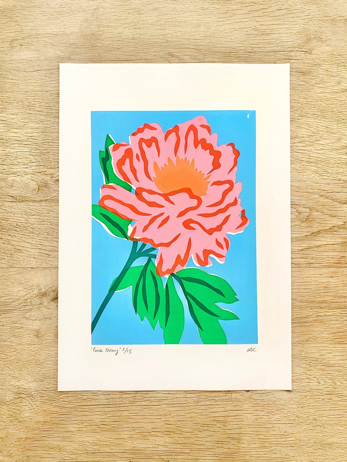 Pink Peony Flower Screen Print - Etsy UK