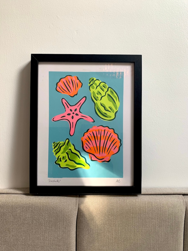Colourful Seashells Screen Print - Etsy
