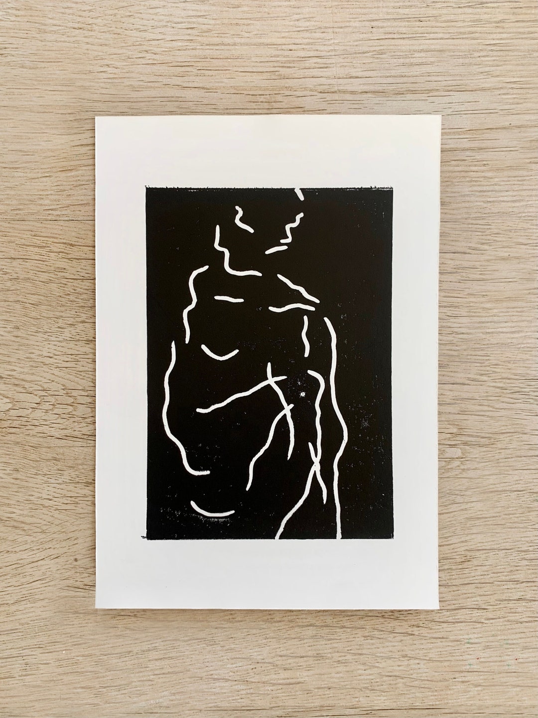 Nude Figure Linocut Print - Etsy