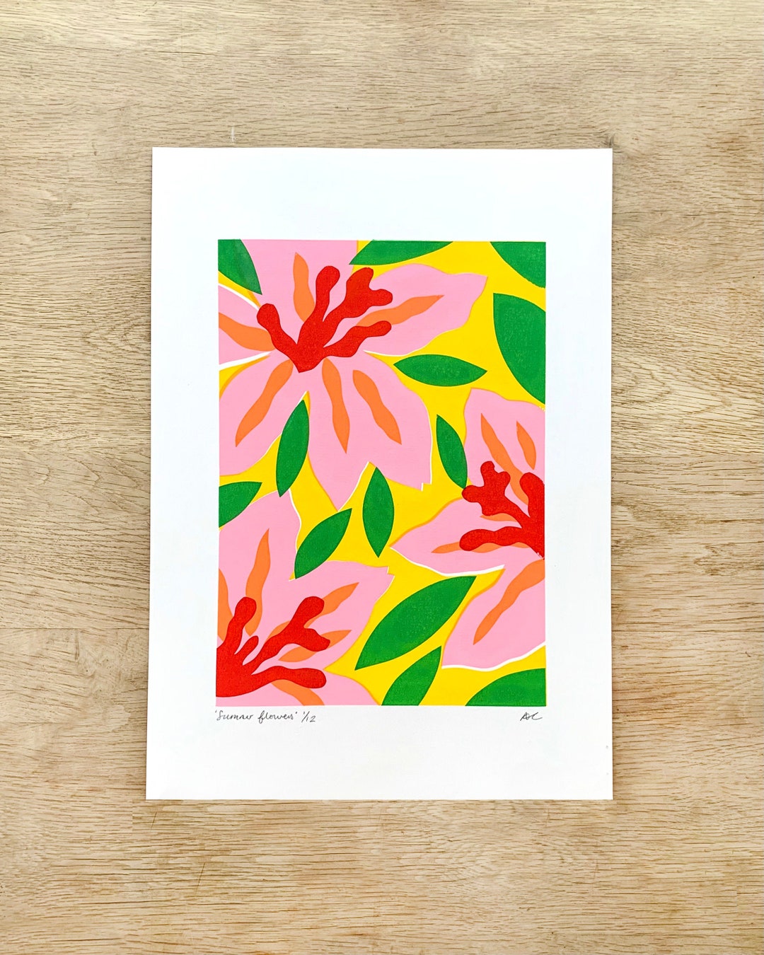 Colourful Summer Flowers Screen Print - Etsy
