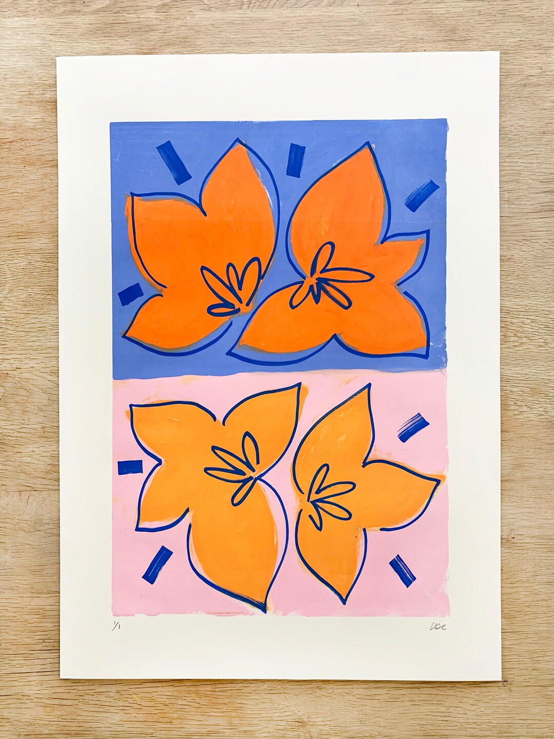 A2 Abstract Floral Monotype/screen Print - Etsy