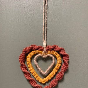Small Triple Heart Macrame Dreamer/ Fall Macrame and Jute Wall Hanging ...