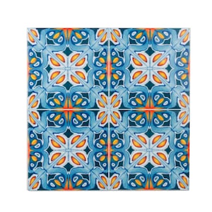 SET of 20 Spanish Talavera Tiles, FREE UK Delivery. Orange and Blue ...