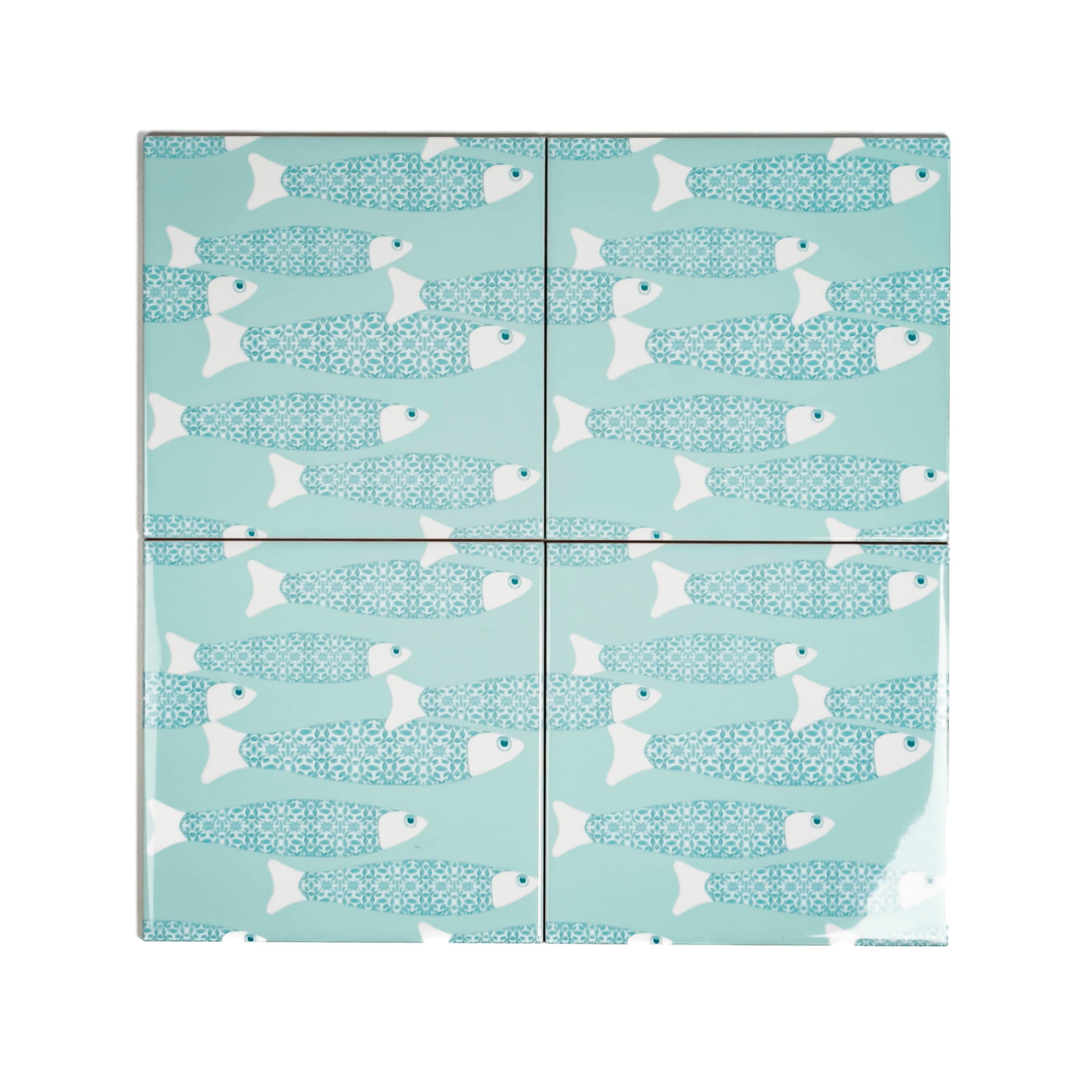 Fish Ceramic Tile, Aqua Turquoise Decor, Ocean Decor, Bathroom Feature ...