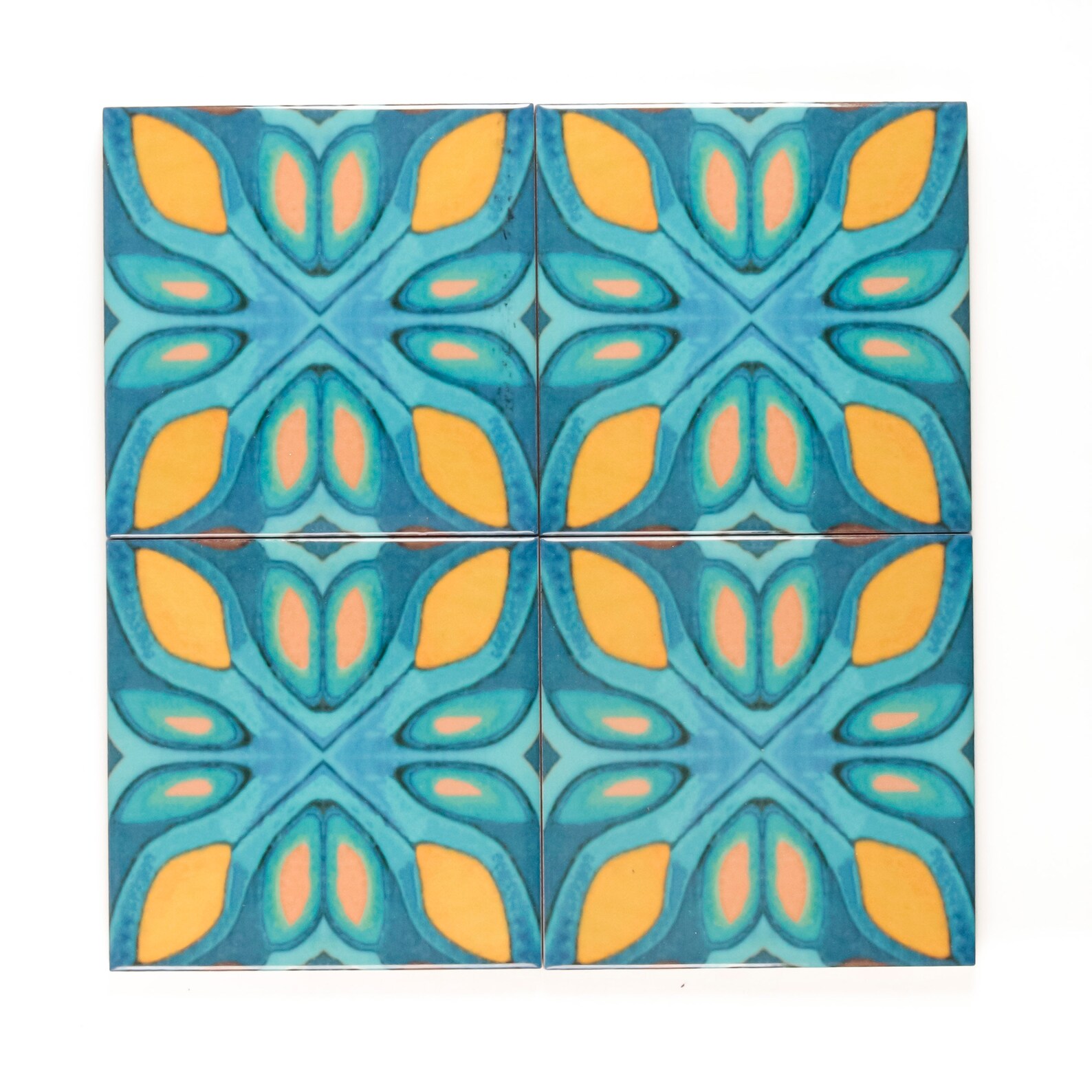 Azulejos vintage de color naranja azul, azulejos griegos de color ...