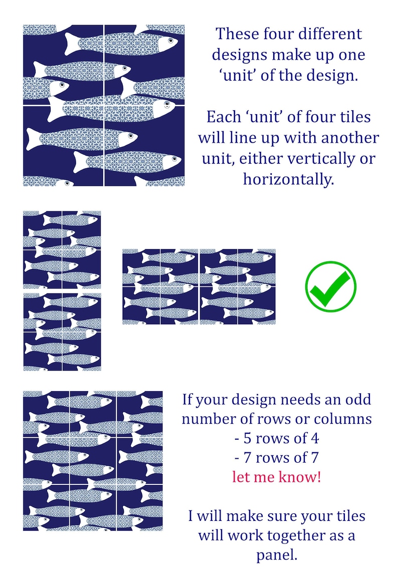 Grey Blue Fish Tile Ocean Tile Feature Wall Tile Mural - Etsy