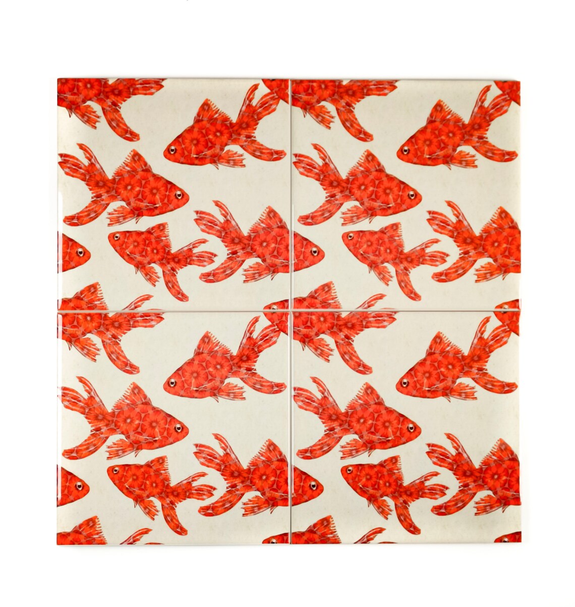 Goldfish Pattern Ceramic Tiles Orange Fish Tiles Dramatic | Etsy