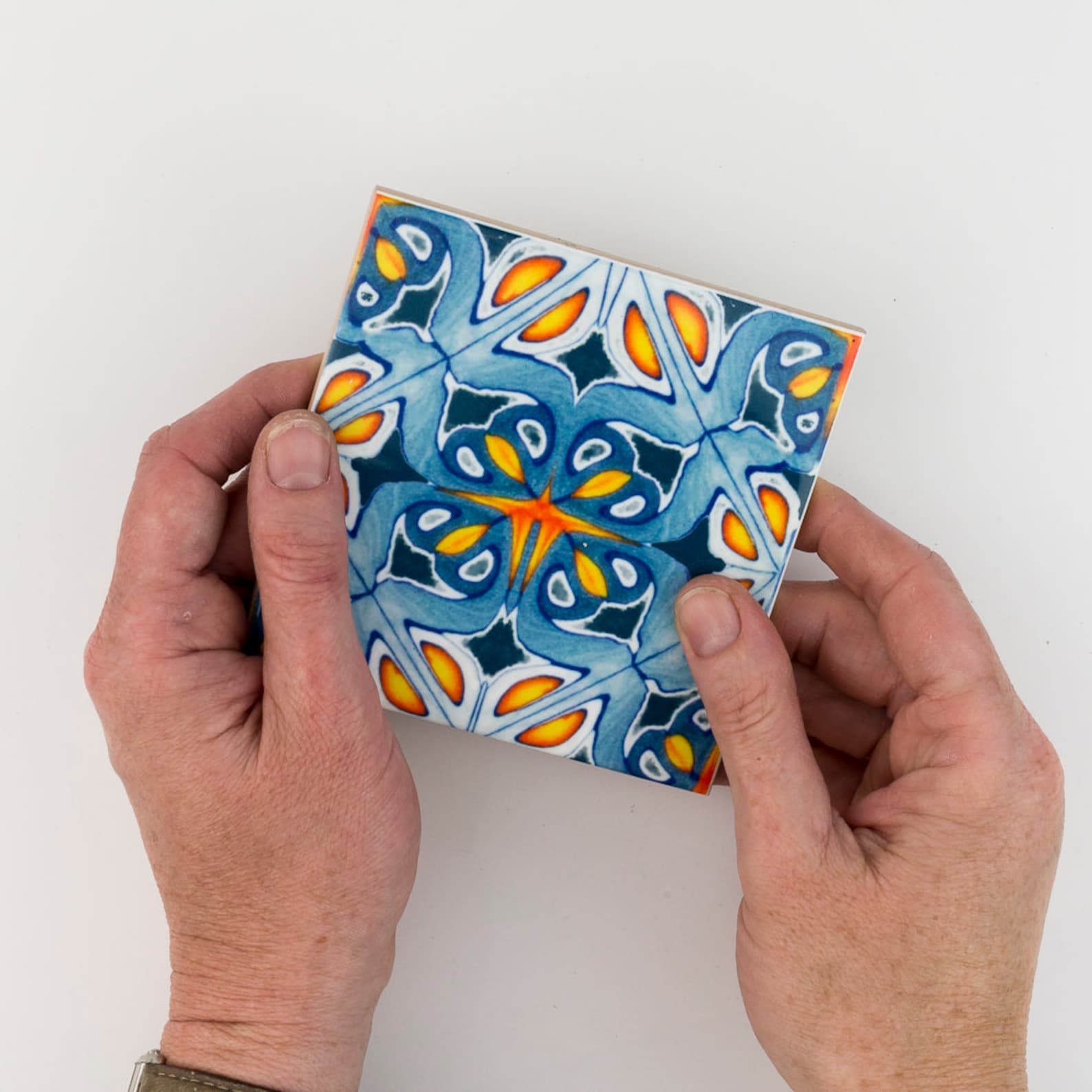 Orange and Blue Kitchen Tiles, Ethnic Decor, Moroccan Tiles, 10cm ...