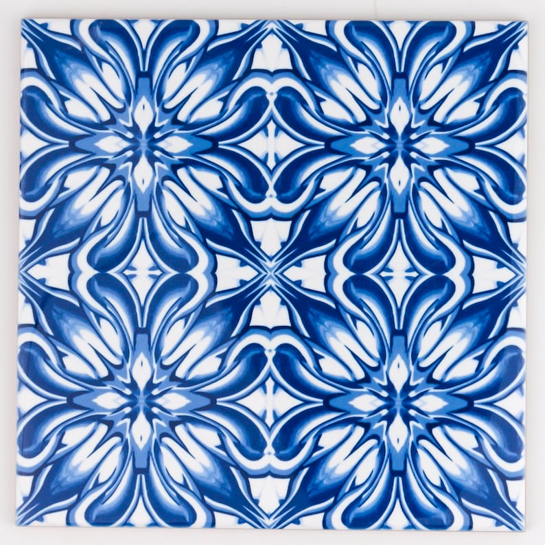 Blue Flower Tiles Victorian Edwardian Tile Navy Decorative 6 - Etsy