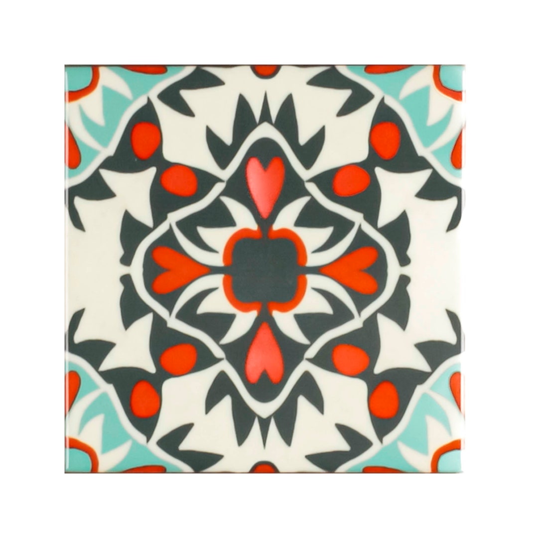 Colourful Moroccan Tiles, Ceramic Splashback Tiles, Orange Blue Grey ...
