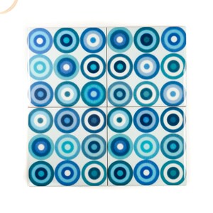 Funky 'circles' Tile in Blue and Teal. Modern Abstract Design, Kitchen ...