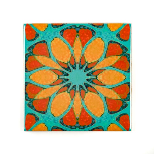 Colourful Moroccan Tiles Handprinted Blue Orange Ceramic - Etsy
