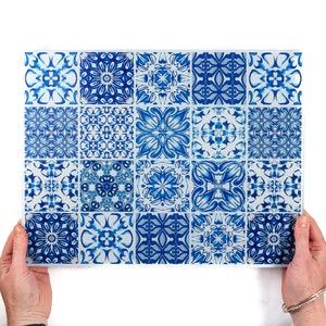 Blue & White 'mixed Tiles' Chop Board, Dutch Delft Worktop Protector ...