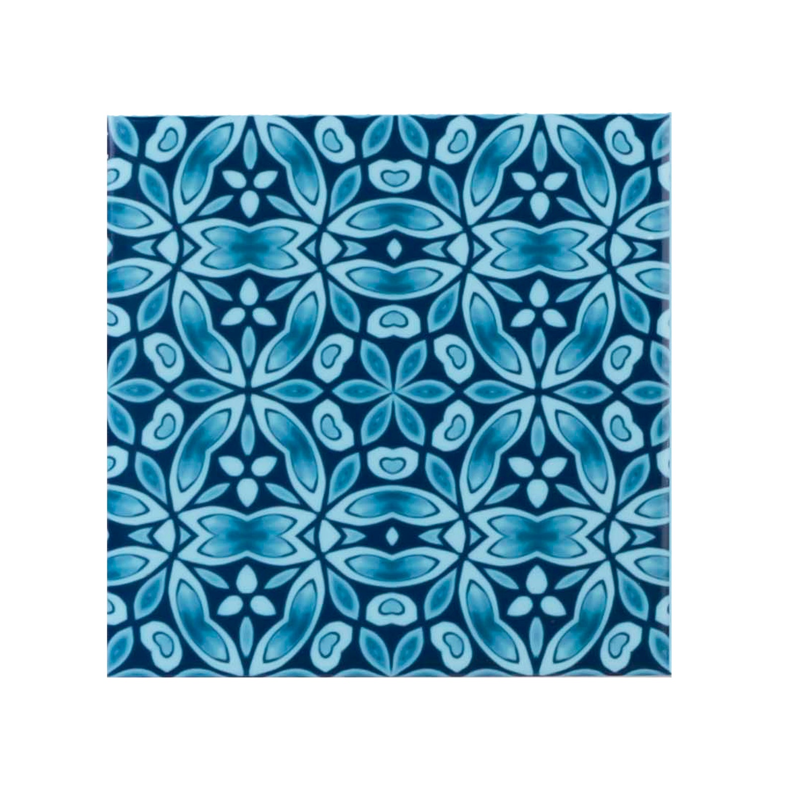 Liberty Print Blue Green Kitchen Splashback Tiles, Rich Ocean-blue ...