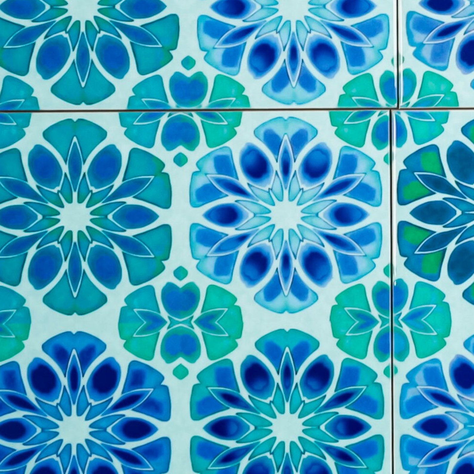Patchwork Tiles, Mix and Match Blue Green Ceramic, Ecclectic Vintage ...