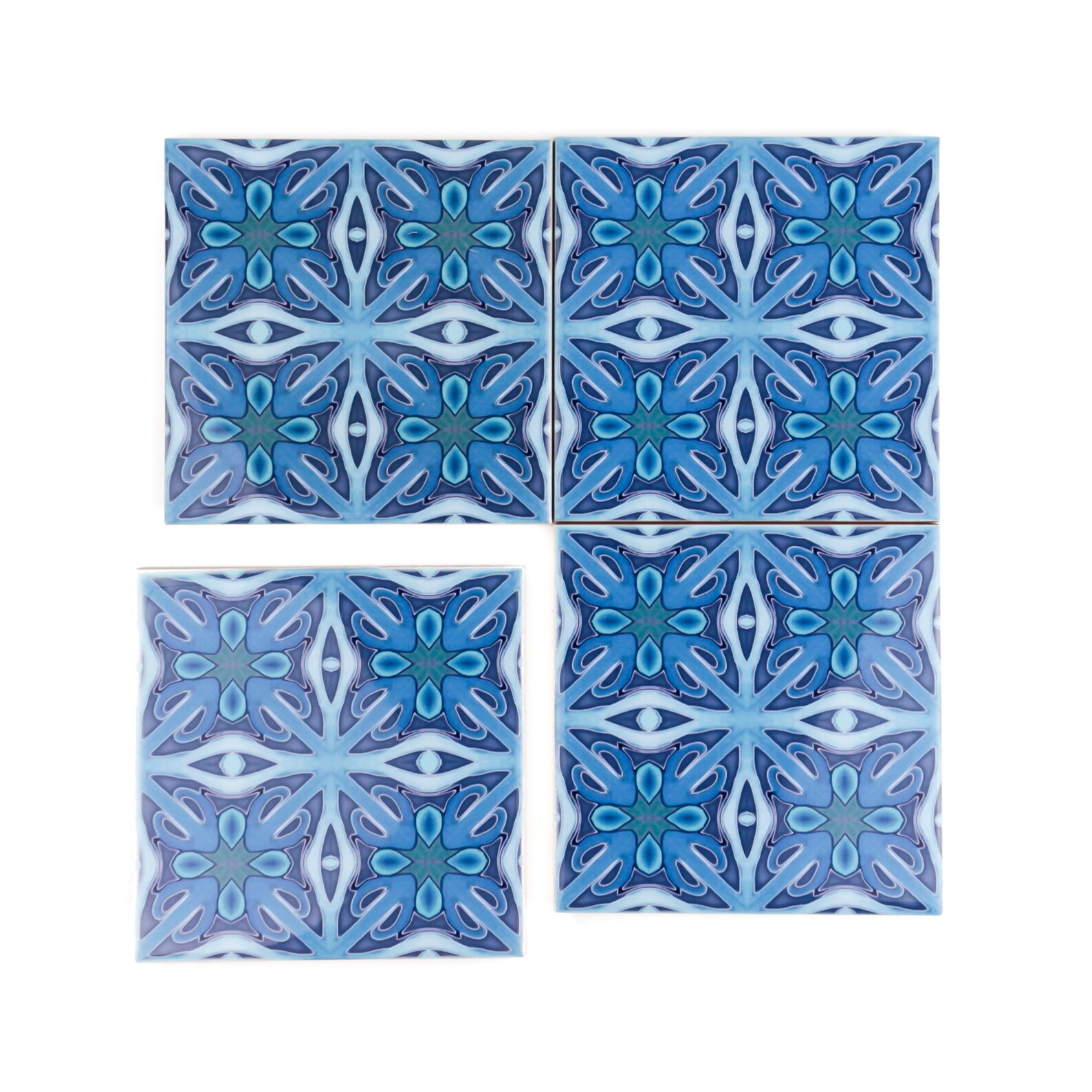 Art Deco Handmade Tiles, Rich Denim Blue Splashback Tiles, Handmade ...
