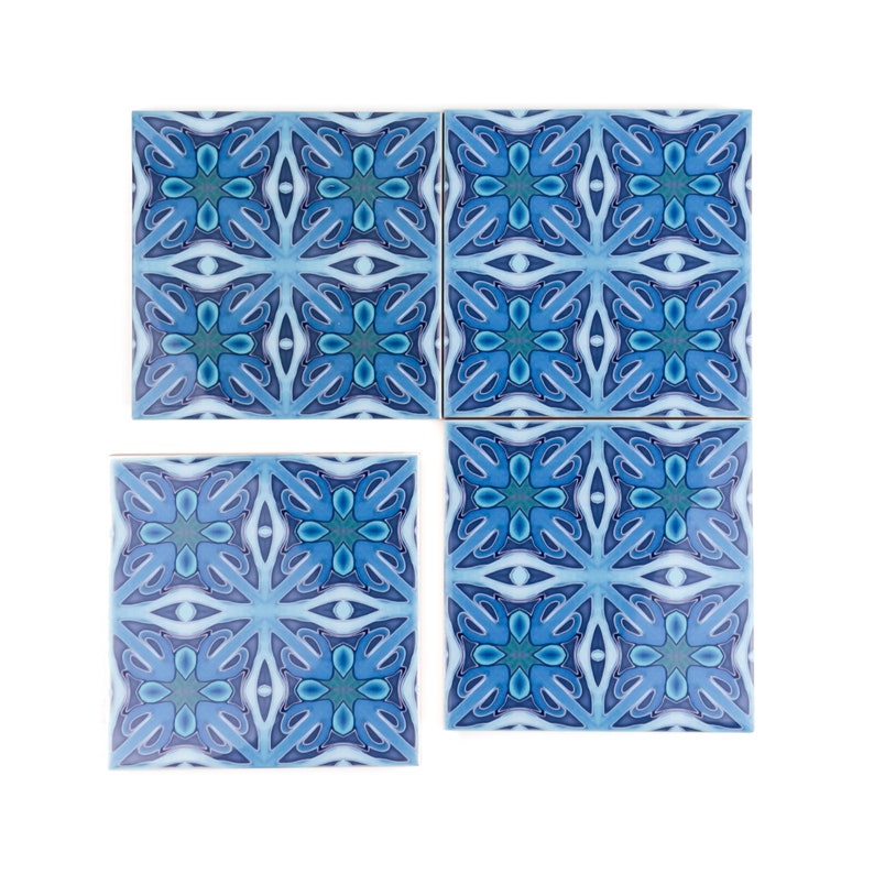 Art Deco Handmade Tiles Rich Denim Blue Splashback Tiles | Etsy