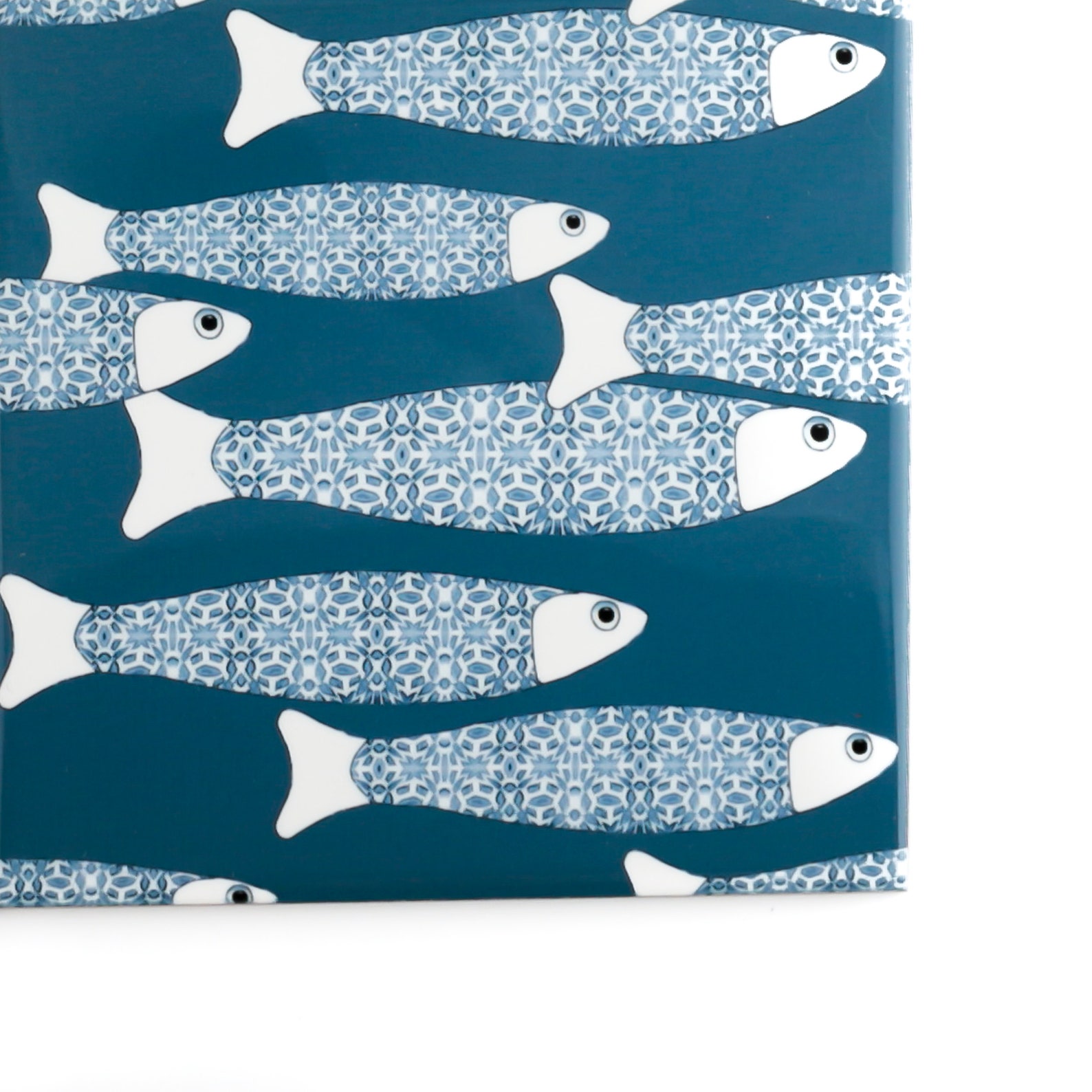 Teal fish Shoal Ceramic Tile Ocean Pattern - Etsy