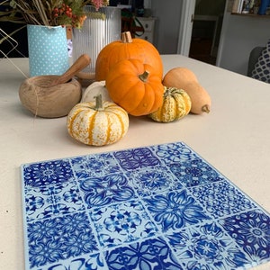 Blue & White 'mixed Tiles' Chop Board, Dutch Delft Worktop Protector ...