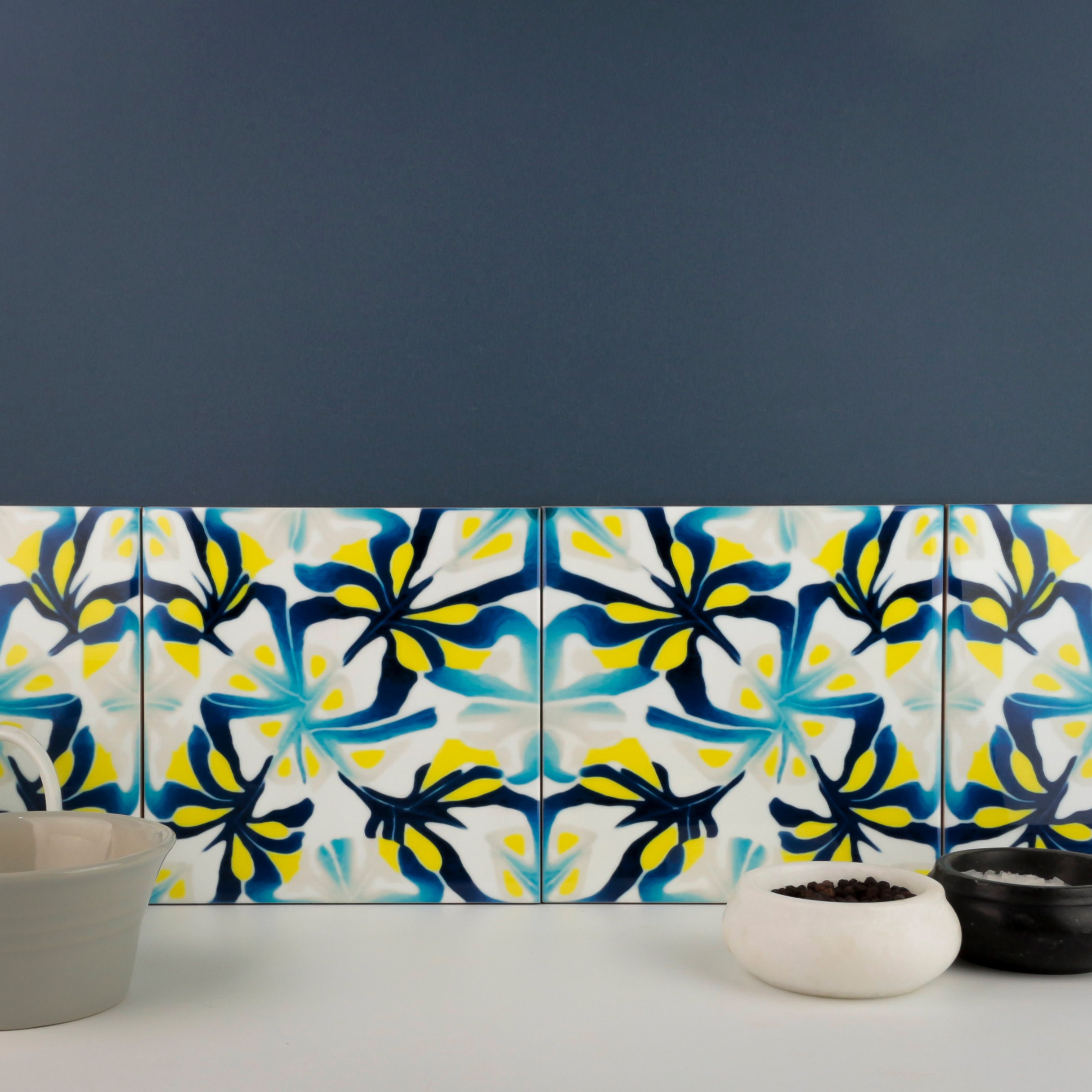 Yellow Navy Abstract Tiles Bright Bathroom Tiles Modern - Etsy UK