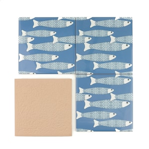 Sky-blue Fish Tile, Ocean Tile Feature Wall, Fish Decor, Pattern ...