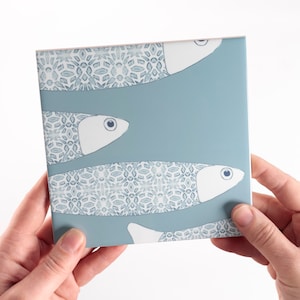 Grey Blue Fish Tile - Ocean Tile - Feature Wall Tile Mural - Set of ...