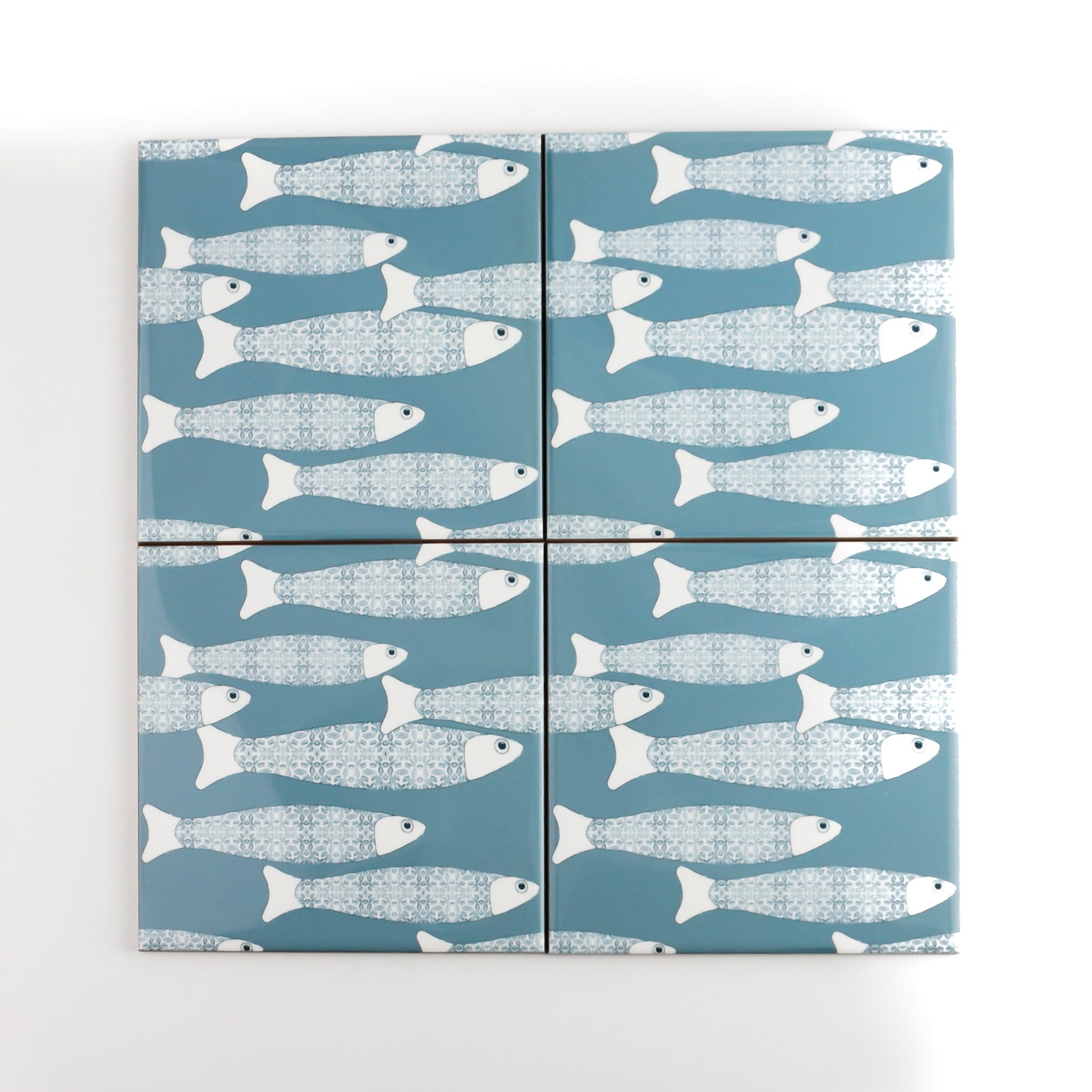 Shoal of Fish Ceramic Tile Blue Grey Bathroom Fish Decor | Etsy Canada
