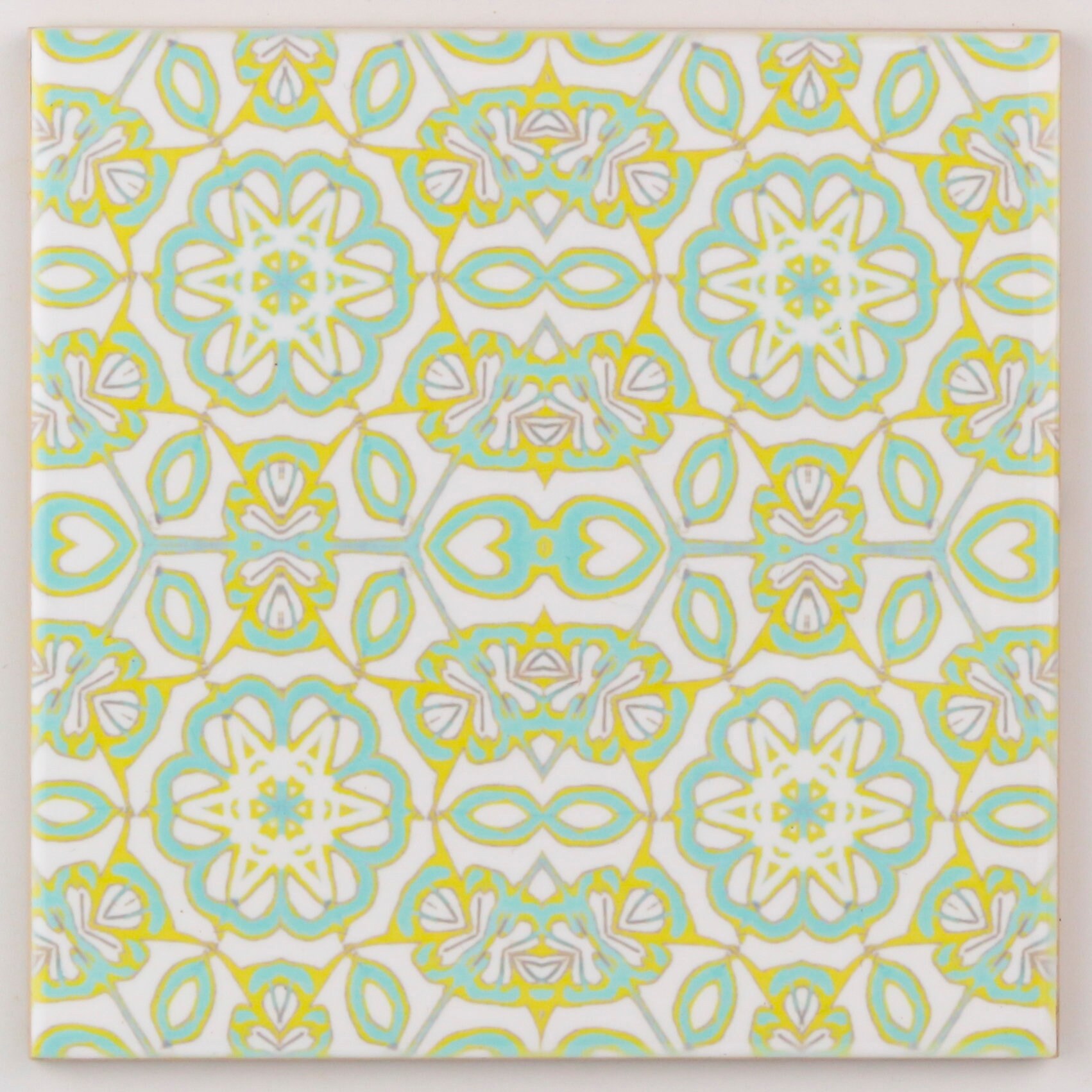 Edwardian Cream Tiles, Decorative Pattern Tile, Yellow and Blue ...